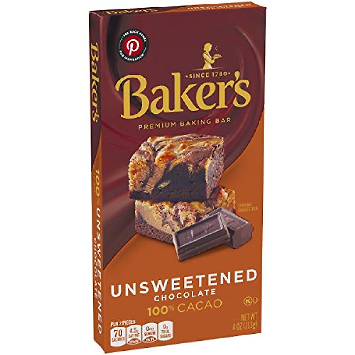Baker's Premium Unsweetened Chocolate Baking Bar, 4 Ounce (Pack of 12)