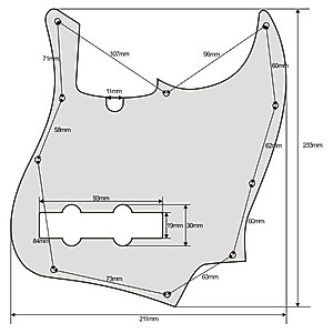 IKN Jazz Bass Pickguard 10 Hole Guitar Pickguard for 4 Strings USA/Mexican Standard Jazz Bass Modern Style, 3Ply Black