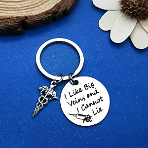 Dabihu Phlebotomist Keychain, I Like Big Veins and I Cannot Lie, Funny Nurse Gift for Phlebotomist, Graduation, Christmas, Birthday, Keyring
