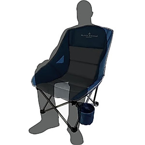 Black Sierra Deluxe Low Scoop Padded Camping Chair, Folding Event Chair with Cup Holder and Carrybag, Outdoor Portable Beach Chair Supports 250 Lbs, Event Chair, Camping Chair, Beach Chair