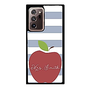Apple Teachers Appreciation Personalized Black Rubber Phone Case Compatible With Samsung Galaxy S23 S23+ Ultra S22 S22+ S21 S21FE S21+ S20FE S20+ S20 Note 20 S10 S10+ S10e