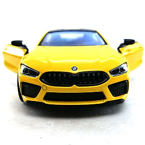 KiNSMART BMW M8 Competition Coupe Yellow 5" 1:36 Scale Die Cast Metal Model Toy Car w/Pullback Action