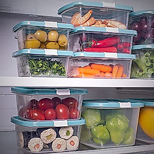 Plastic Food Storage Containers w/attached Lids. Multi sizes Containers. Microwave/Freezer & Dishwasher Safe - Steam Release Valve. BPA/Free (24, Light Blue)