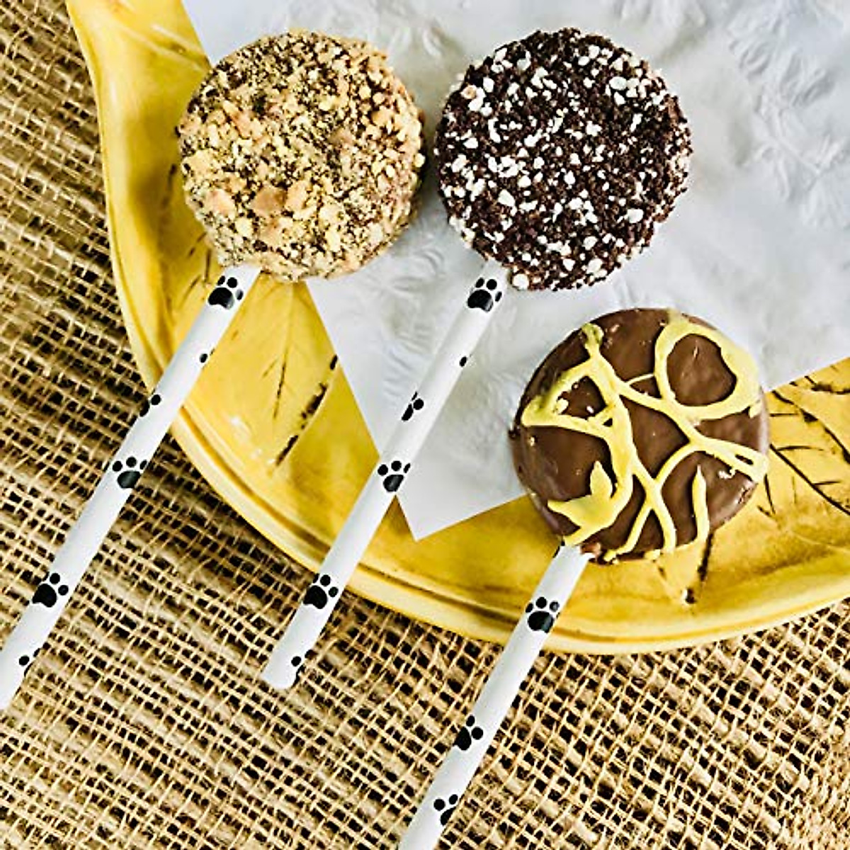 Dog Theme Bone and Paw Print Paper Straws - Black White Red - 50 Pack Outside the Box Papers Brand