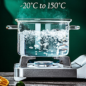 Hgjgwqh Glass Saucepan for Cooking High Borosilicate Stovetop Cooking Pot with Lid and Handle, Heat Resistant Glass Cooking Pot for Pasta Noodle Soup Milk Food, Refrigerator and Microwave Safe,4.5L