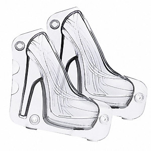 Comkit Large Life Size 3D Plastic High Heel Shoe Mold for Chocolate Fondant Candy Sugar Wedding Birthday Cake Topper Decorating, 7.5" x 7" x 2.7", Transparent