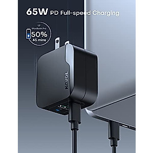 USB C PD Charger 65W, KOVOL Sprint USB Wall Charger, 2 Ports GaN III Fast Charger, USB C Travel Charger for MacBook Pro/Air, iPad Pro, iPhone 13/12/11, Dell XPS, Galaxy, Switch, and More
