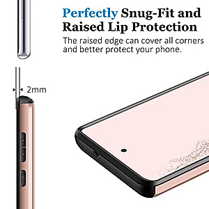 SAMONPOW for Samsung Galaxy S22 Case, Galaxy S22 Case with Card Holder Wallet Case Shockproof Silicone TPU Hard PC Dual Layer Protective Case Compatible with Samsung Galaxy S22 5G 6.1inch Rose Gold