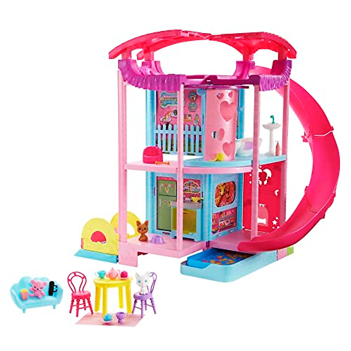 Barbie Dollhouse, Chelsea Playhouse with Transforming Areas & 20+ Pieces, Includes 2 Pets, Pool, Furniture & Accessories (Amazon Exclusive)