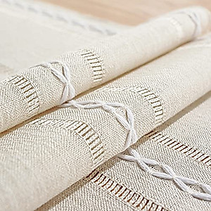 Laolitou Rustic Table Runner with Tassels, Cotton Linen Table Decoration for Holiday Party, Farmhouse Table Runners, Wedding and Dining Decorations, 72 Inches, Ivory
