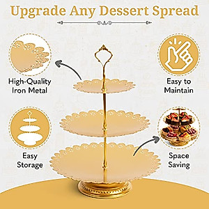 Priville Home 6-Piece Gold Cake Stand Set for Stunning Dessert Table Display - Elegant Dessert Trays for Dessert Table Setup - Wedding, Birthday, and Party Decorations