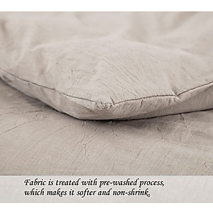 DAUAOTO Full Size Duvet Cover Set 82"X86", Washed Cotton Grayish Beige Neutral Bedding, Long Zipper Closure