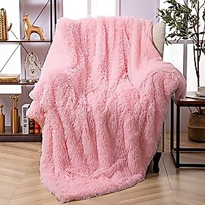 Faux Fur Throw Blanket, Super Soft Lightweight Shaggy Fuzzy Blanket Warm Cozy Plush Fluffy Decorative Blanket for Couch,Bed, Chair(50"x60", Pink)