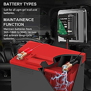 TANKPOW 750mA Battery Charger,12V Car Battery Charger,Float Charger,Trickle Charger and Battery Maintainer for Automotive,Car,Motorcycle,Lawn Mower,SLA AGM Gel Lead-Acid Batteries