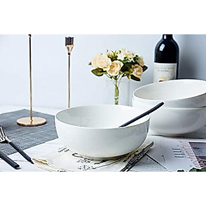 TGLBT 55oz Porcelain Salad/Soup Bowl- 3 Packs,Serving Bowls for Pasta and Fruit Stackable Round Large,White