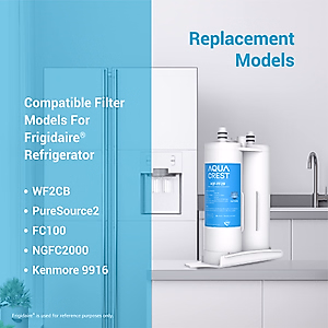 AQUA CREST Replacement for Frigidaire® & Electrolux® WF2CB®, PureSource2®, NGFC 2000, FC100, 1004-42-FA, Kenmore 9916, 469911, 469916 Refrigerator Water Filter, 2 Filters