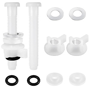 2 Pack White Universal Toilet Seat Screws, Toilet Seat Bolts Replacement Kit, with Nut and Washer, for Top Mounted Toilet Seat Hinges