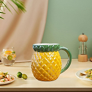 Fenteer Fruit Shape Coffee Mug Adorable Ceramic Coffee Milk Mug Teacup Funny Durable Water Cups Reusable for Festivals Home Daily Using Office, Pineapple