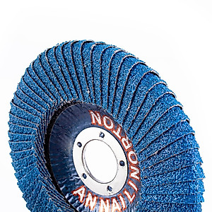 SI FANG 5Pcs Curved Flap Discs Angle Grinder Sanding Disc 60 Grit, Radial Zirconia Grinding Wheel, High Density Abrasive Corner Flap Disc, High Performance Edge Grinding (4inch x 5/8inch)