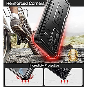 Dexnor Full Body Case for Samsung Galaxy S23 Ultra 5G/6.8 inches, Extra Front Frame Heavy Duty Military Grade Protection Built-in Screen Protector and Kickstand, Black