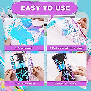 Holographic Vinyl White,Opal Permanent Vinyl for Cricut - 12 Inch x 6 Feet White Adhesive Vinyl Roll for All Vinyl Cutter Craft Vinyl Christmas Vinyl