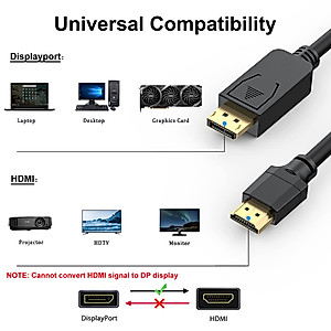 UVOOI DisplayPort to HDMI Cable 30FT 4K, Display Port DP to HDMI Cable Adapter Male to Male DP to HDMI Cord 4K@30Hz, 2K, 1080P for Long Distances, HDTV, Monitor, Projector (30 Feet, 9.14M)