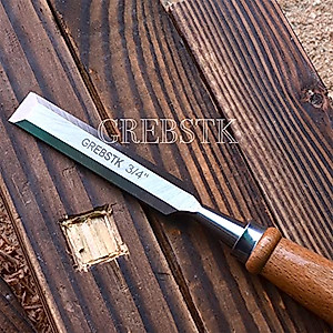 GREBSTK 4PCS Professional Wood Chisel Tool Sets Sturdy Chrome Vanadium Steel Chisel, 1/4 inch,1/2 inch,3/4 inch,1 inch (Oxford Bag)