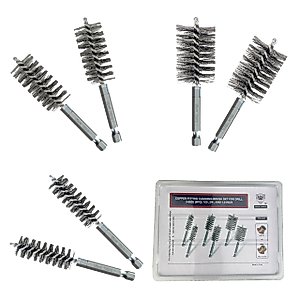 3-Size[6pc] Fitting Cleaning Brush Set (1/2, 3/4, 1.0-inch) Copper Pipe Cleaner for Power Drill, Stainless-Steel Wire Bore Brush, Metal Tube Brushes, Prep Copper/Bronze/Brass Fittings for Soldering