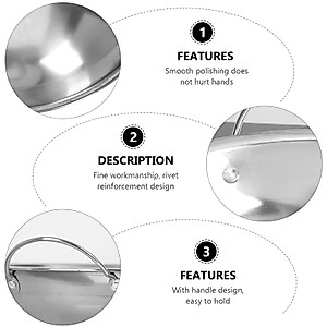 YARDWE Spanish Paella Pan Stainless Steel Everyday Pan with Double Ear Metal Frying Pan Korean Food Ramen Noodle Pot Non Stick Skillet Kitchen Stockpot Peking Wok Kitchen Gadgets 26. 5cm Wok Pan