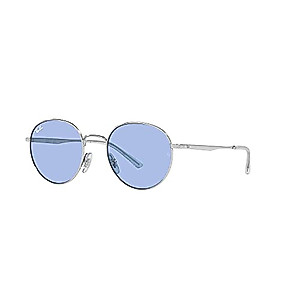 Ray-Ban RB3681 Round Sunglasses, Silver/Blue, 50 mm