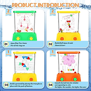 Sumind 6 Pieces Handheld Water Game Miniature Aqua with Fish Basketball Ring Toss Handheld Toys New Year Fun Gifts Travel Games for Kids & Adults(Chic Style)