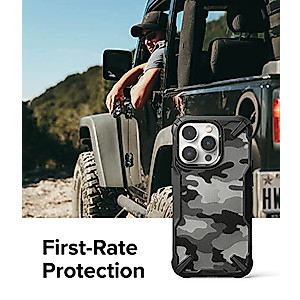 Ringke Fusion-X [Military Design] Compatible with iPhone 14 Pro Case 6.1 Inches, Camouflage Hard Back Heavy Duty Shockproof Advanced Protective Bumper Cover - Camo Black