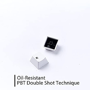KEYMECHER PBT Custom Keycaps Compatible with Cherry MX, Kailh, Getern Switches and Clones, Cherry Profile, Doubleshot 142-Keycap Set for Mechanical Gaming Keyboard, White Snowflake