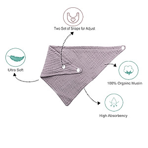Liveinu Baby Bandana Bibs Organic Muslin Drool Bibs for Baby Boys & Girls Bandana Scarf Bib with Snaps 10 Pack Neutral Solid Colors
