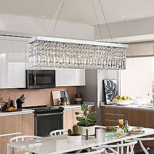 Saint Mossi 5-Lights K9 Crystal Chandelier Modern Chandelier in Raindrop Chandelier Design,Modern Flush Mount Ceiling Light Fixture,Crystal Pendant Light Fixture,H9 x W10 x L31,Chain Adjustable