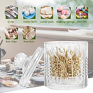15oz Q-tips Holders[Set of 6], Glass Apothecary Jars with Lids, Bathroom Canister Storage Organization Accessories for Cotton Ball and Swab, Floss, Hair Ties & Pins, Mothers Day Gifts from Daughter, GQ004
