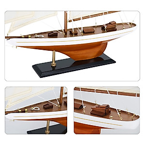 NAUTIMALL 25" Wooden Sailboat Model Classic Columbia America's Cup Ship Nautical Yacht Sailboat Decor