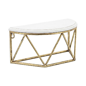 Sagebrook Home Demilune Wall Shelf Rustic Bedroom and Bathroom Shelves, White and Gold, 12 L x 6 W x 6 H Inches