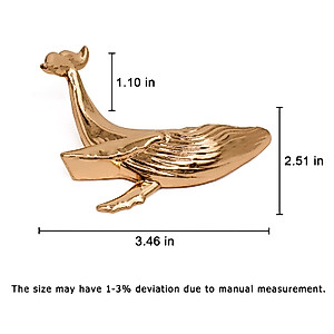 ALIWINER Gold Cute Whale Hooks Hanging Wall Mounted Hooks Set Decorative Hook Wall Hanger for Robe Set of 3