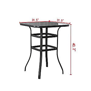 LOKATSE HOME 3 Pcs Patio Bar High Swivel Stools Set， 2 Tall Chairs and 1 Height Outdoor Bistro Table, Khaki
