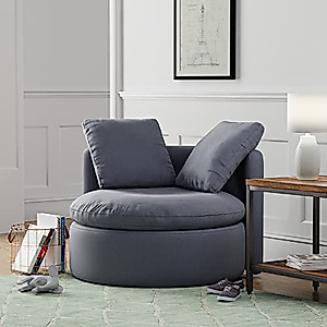 Amazon Brand – Stone & Beam Alende Deep Swivel Living Room Accent Chair, 46''W, Graphite Grey