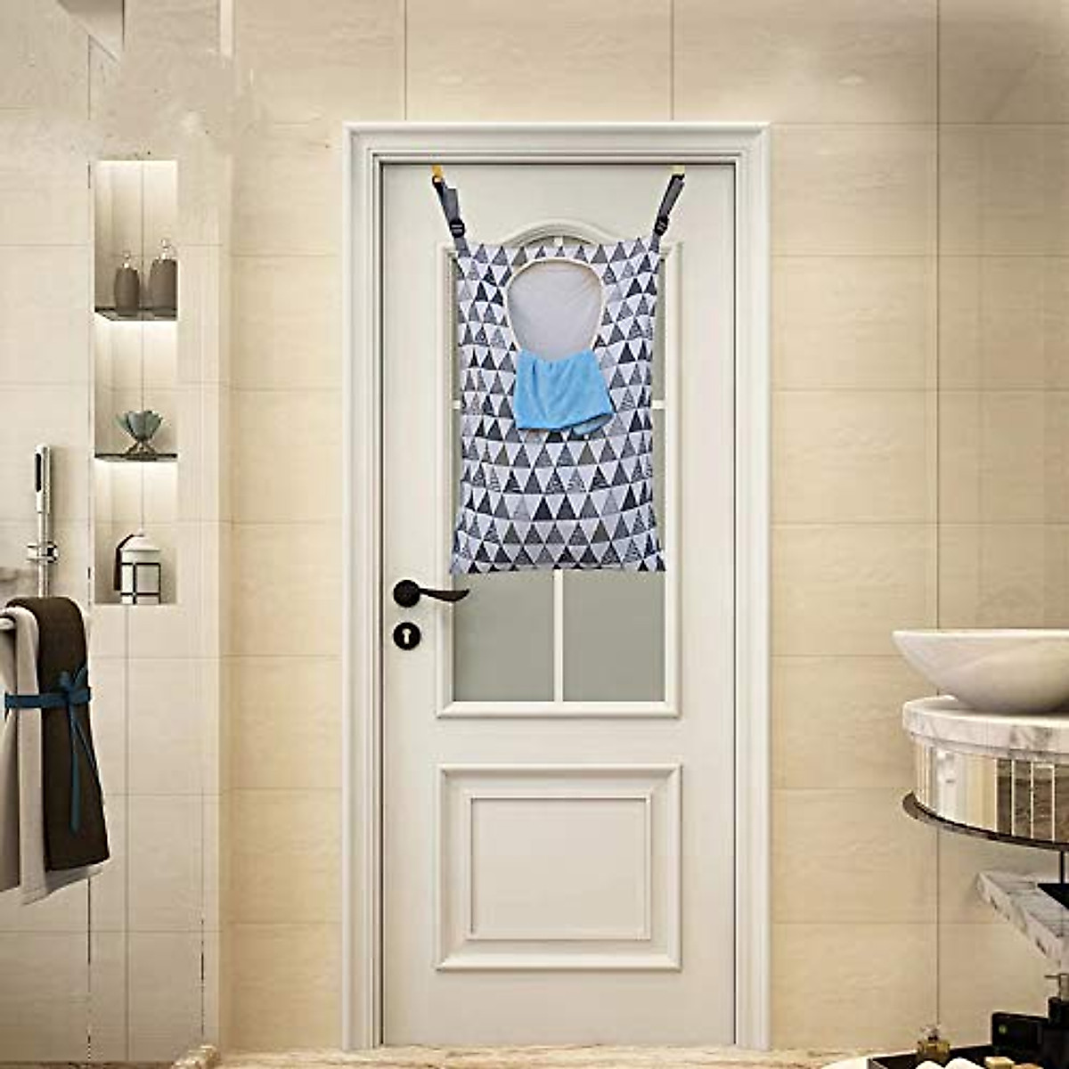 Amlrt Door Wall Hanging Laundry Hamper with Stainless Steel Hooks