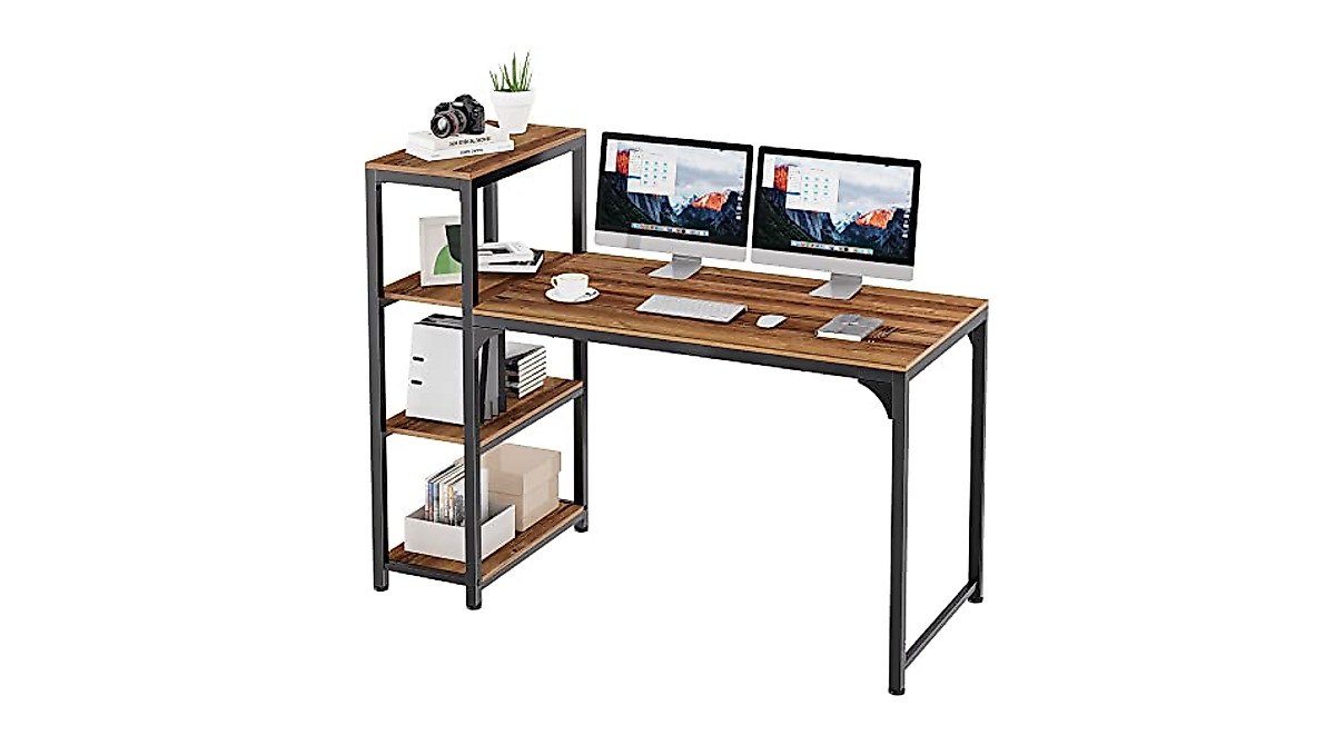 DESIGNA 55-Inch Computer Desk with Shelves - Modern Study Table