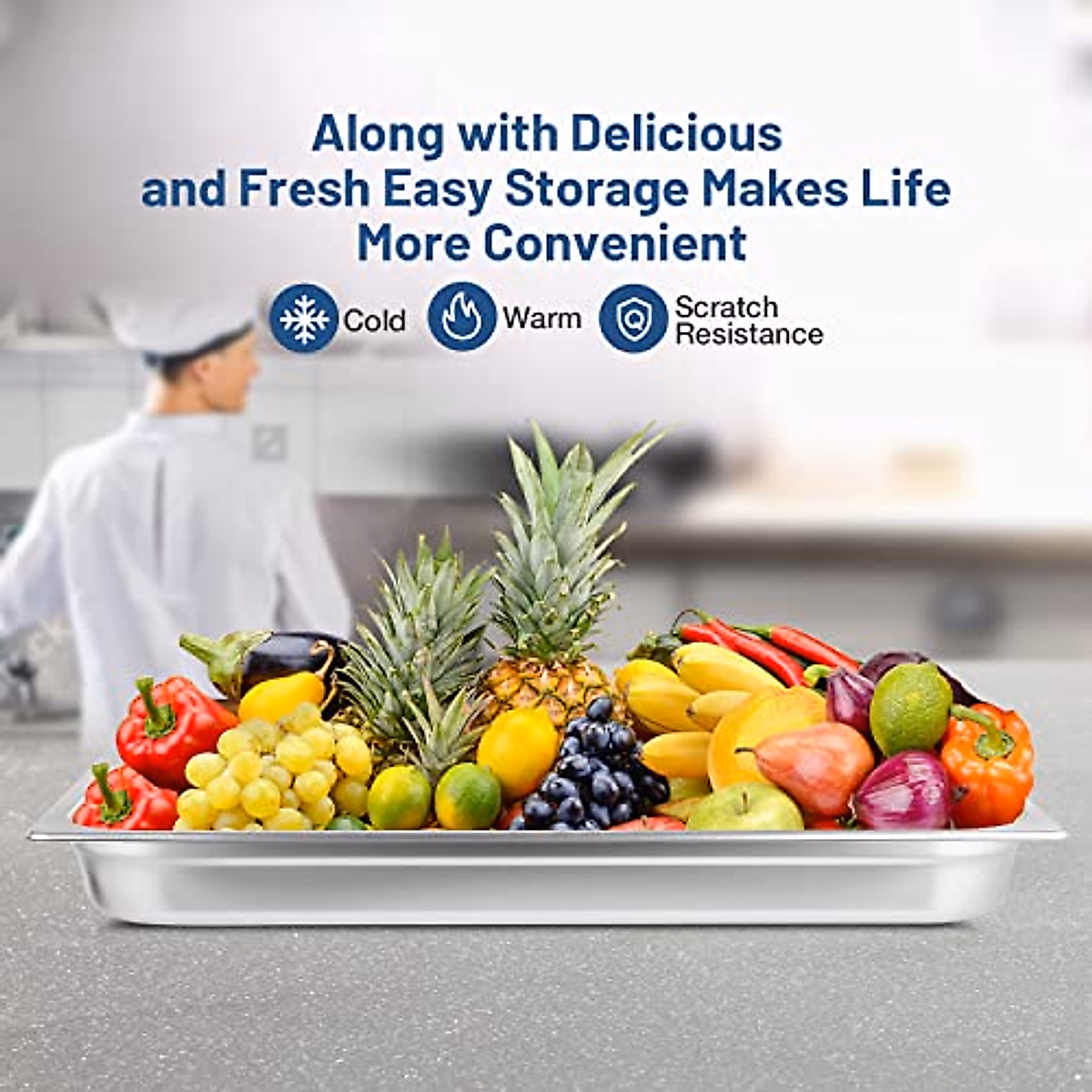 Restlrious Hotel Pan Full Size Stainless Steel Steam Table Pan, 2.6’’ Deep Chafer Food Pan, Pack of 6 Stackable Anti-Jam Steam Pan for Hotel, Restaurant Supplies, Party, Buffet and Event Catering