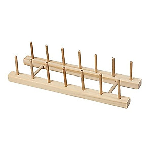 Yiju Sewing Thread Holder Embroidery Storage Multi Spools Wood Shelf Quilting Organizer Needlework Bobbin Rope Wooden Thread Rack Decoration Tool, 29.5cmx9.5cmx4.6cm