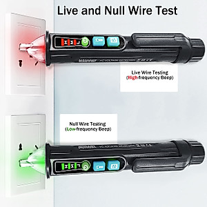 2PCS LETONNEY Voltage Tester, Non Contact Voltage Detector, Circuit Tester Dual Range Voltage Sniffer AC 12V-1000V/48V-1000V, Live/Null Wire Tester with Alarm and Flashlight (Gray)