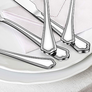 LIANYU 72-Piece Silverware Set with Steak Knives and Organizer Tray, Stainless Steel Cutlery Flatware Set for 12, Tableware Eating Utensils Set with Scalloped Edge, Dishwasher Safe, Mirror Polished