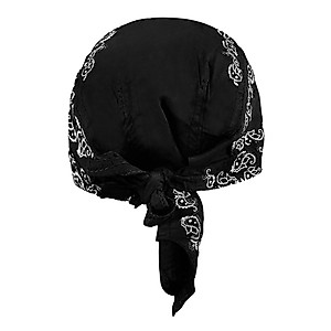 Skull Cap Motorcycle Helmet Liner Biker Head Wrap Cover Scarf Pirate Hat Bandana Running Beanie Cap Black