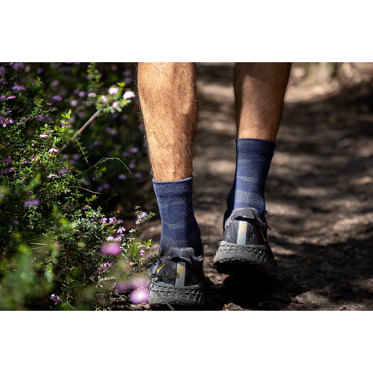 Le Bent Ultra Light Mini Trail Merino Wool Sock for Trail Running, Road Running, and Hiking - Black Iris - Medium