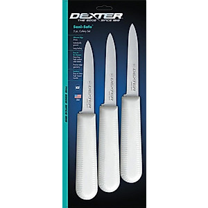 Dexter-Russell 3 pack of 3¼Paring Knives, S104-3PCP, SANI-SAFE Series, Silver, White